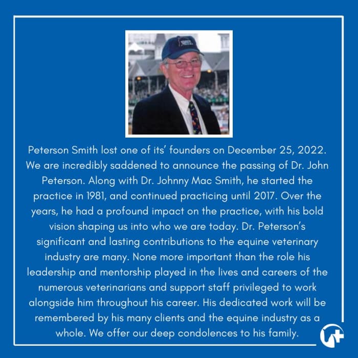 Co-Founder Of Ocala's Peterson Smith Equine Hospital, Dr. John Peterson ...