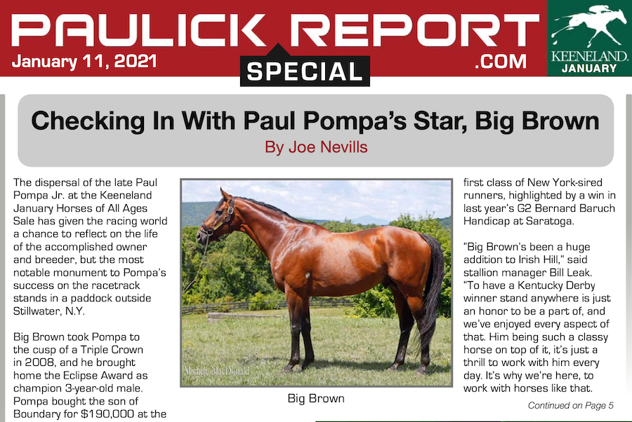 PR Special Keeneland January: Big Brown, Paul Pompa's Crowning ...