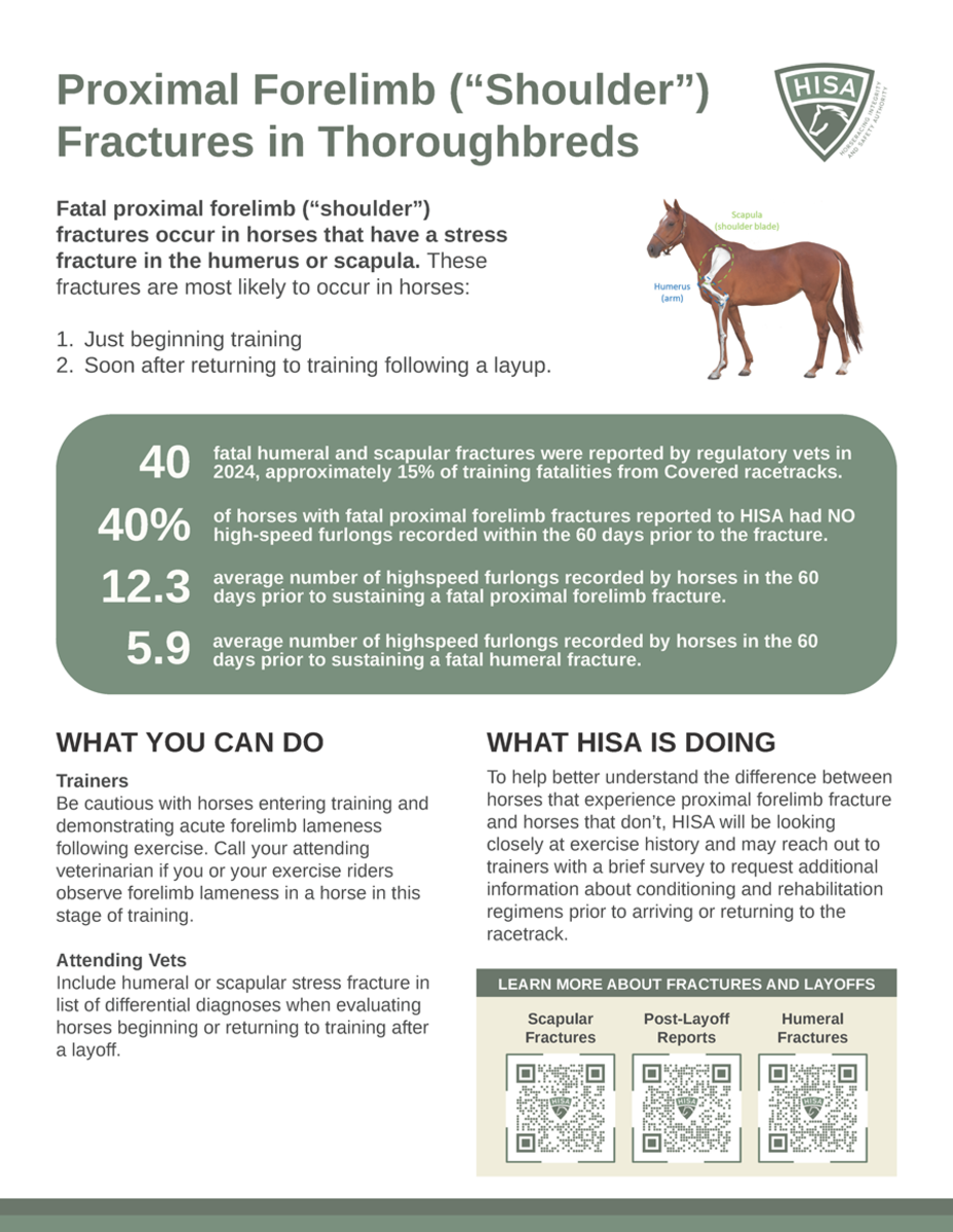 HISA: Horses At Increased Risk For Shoulder Fracture In Early Training ...