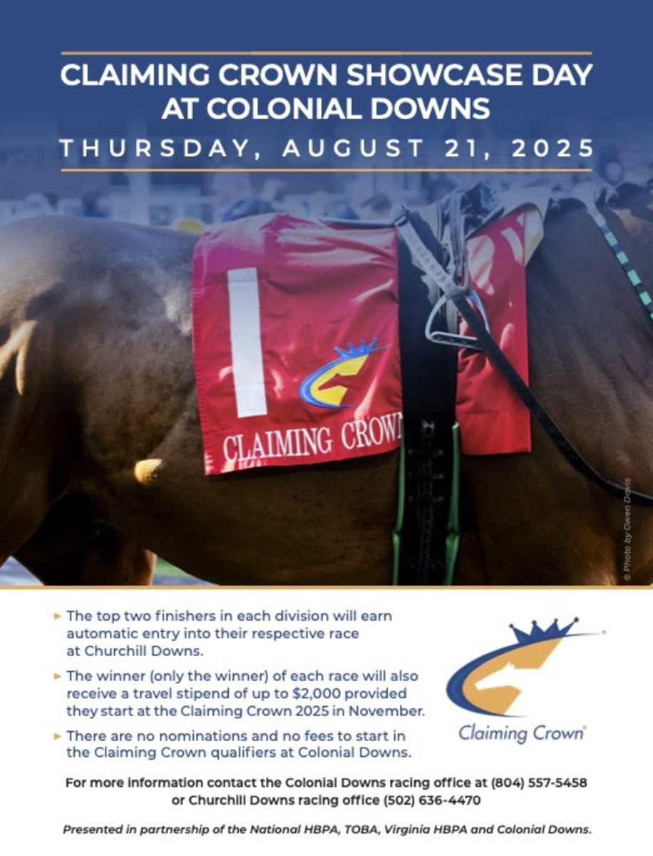 Eight Claiming Crown Preview Races Set For Aug. 21 At Colonial Downs ...
