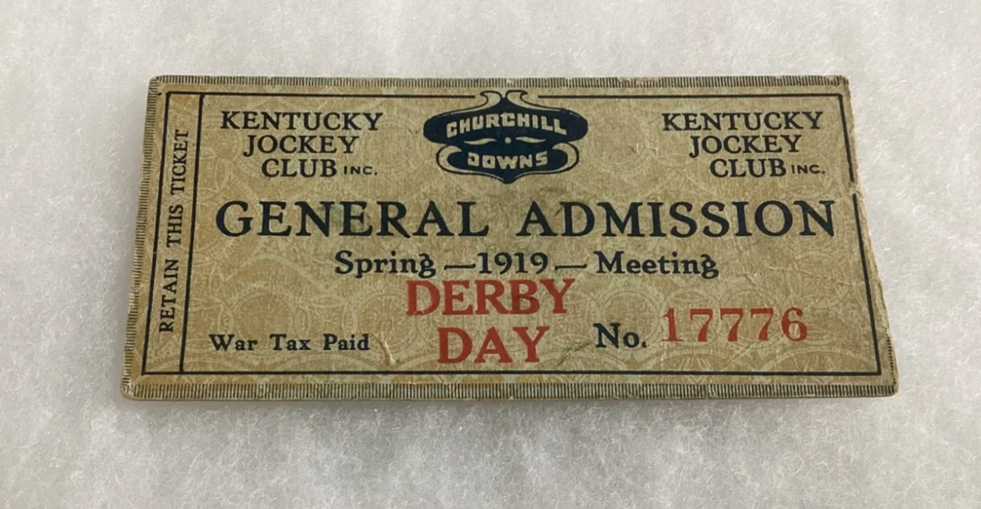 ‘Exceedingly Rare’ 1919 Kentucky Derby Ticket Sold On Ebay - Paulick ...